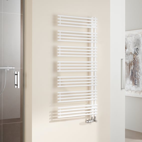 Kermi Diveo towel radiator, hot water or mixed operation 738 W, white ...