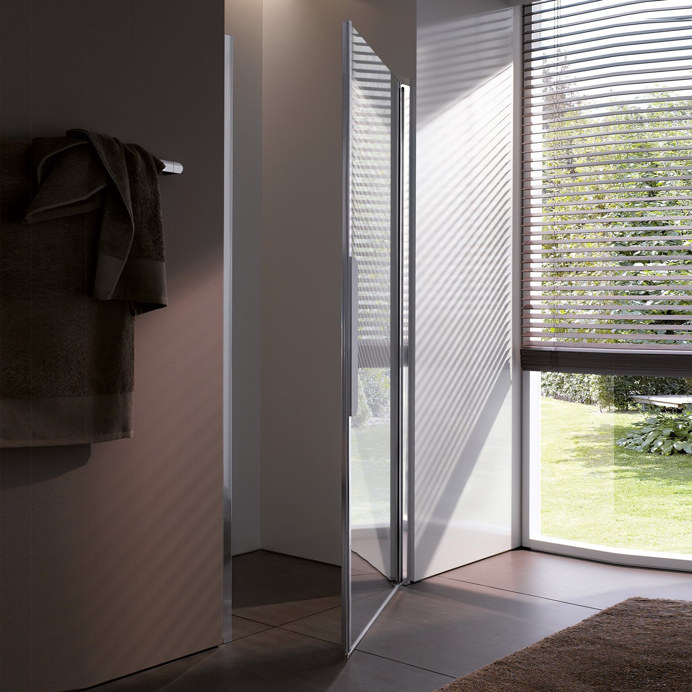 Koralle myDay two-way hinged door, for recess transparent, polished ...