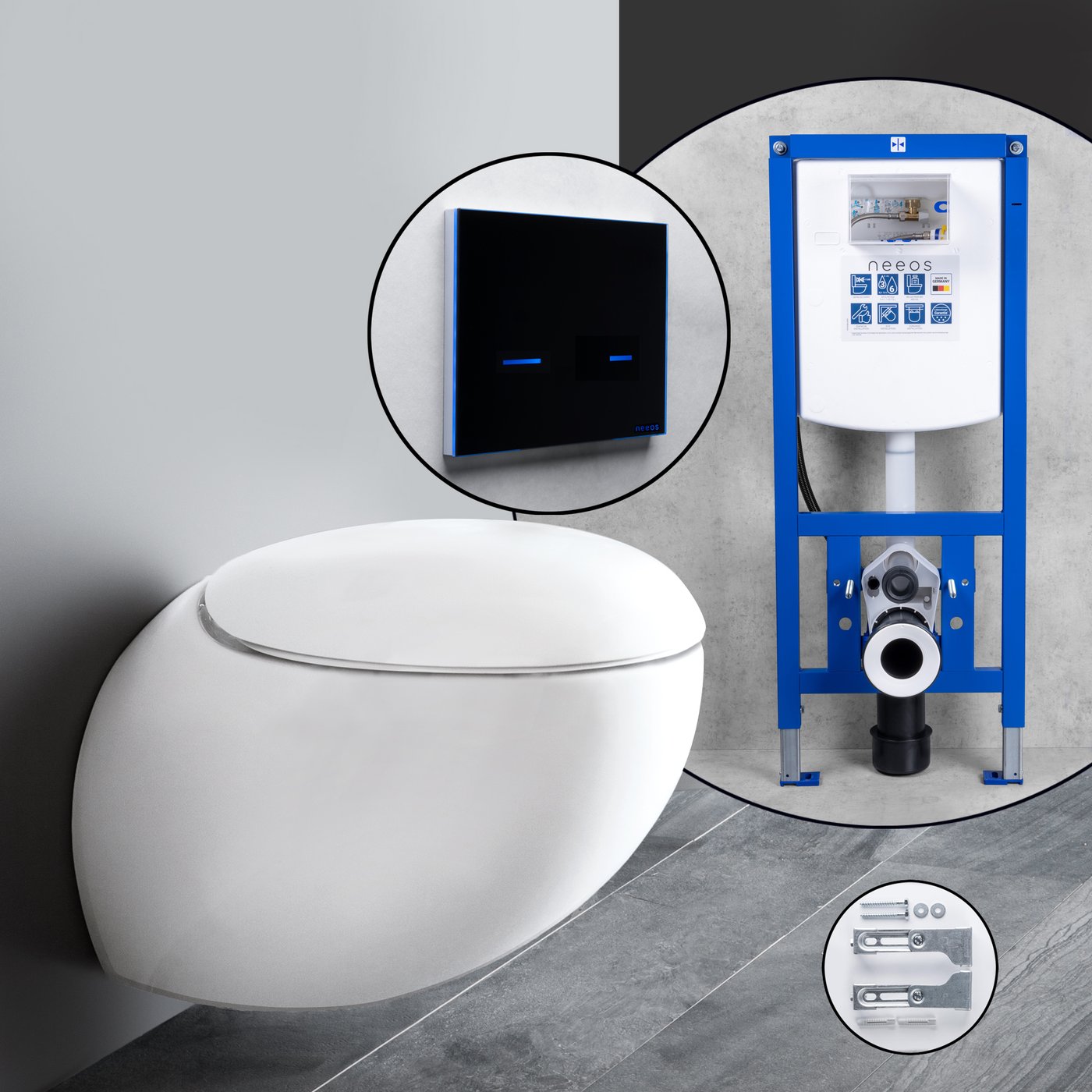LAUFEN IL BAGNO ALESSI One complete SET wall-mounted toilet with neeos ...