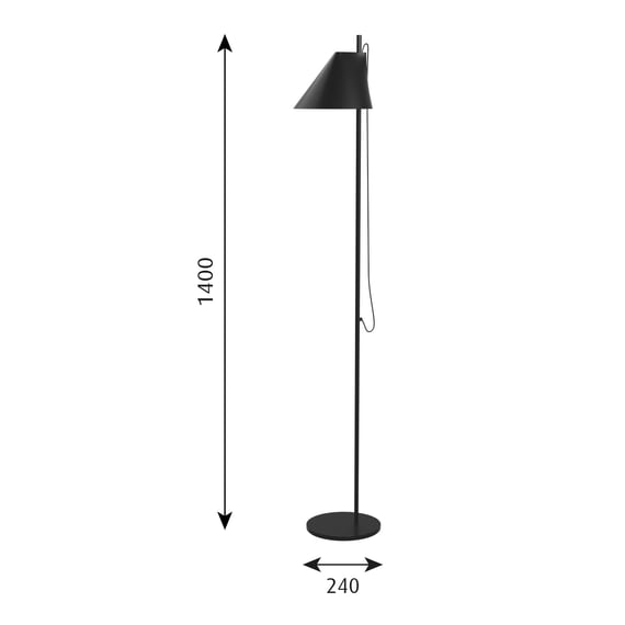 louis poulsen YUH floor lamp, LED dimmable, adjustable in height, black ...