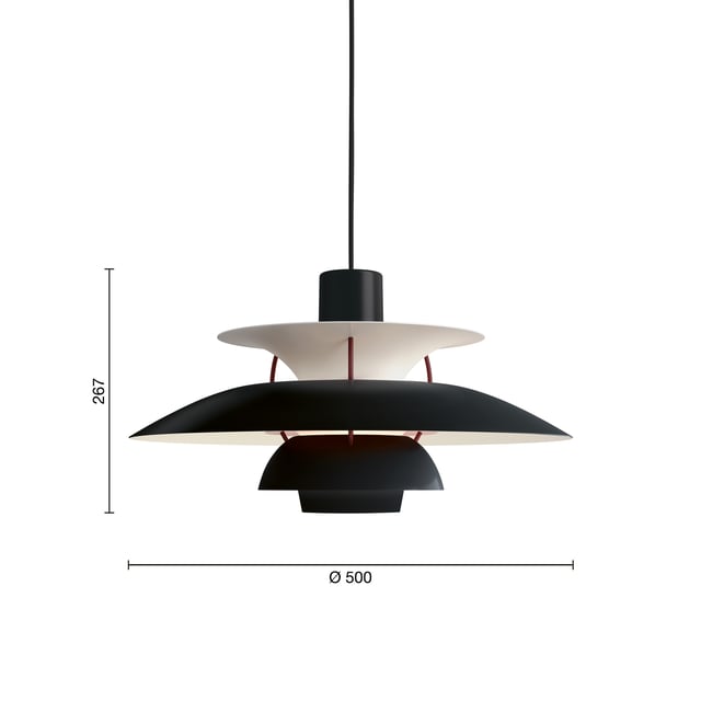 louis poulsen PH 5 Pendelleuchte dimmbar, schwarz/burgund - 5741115961 ...