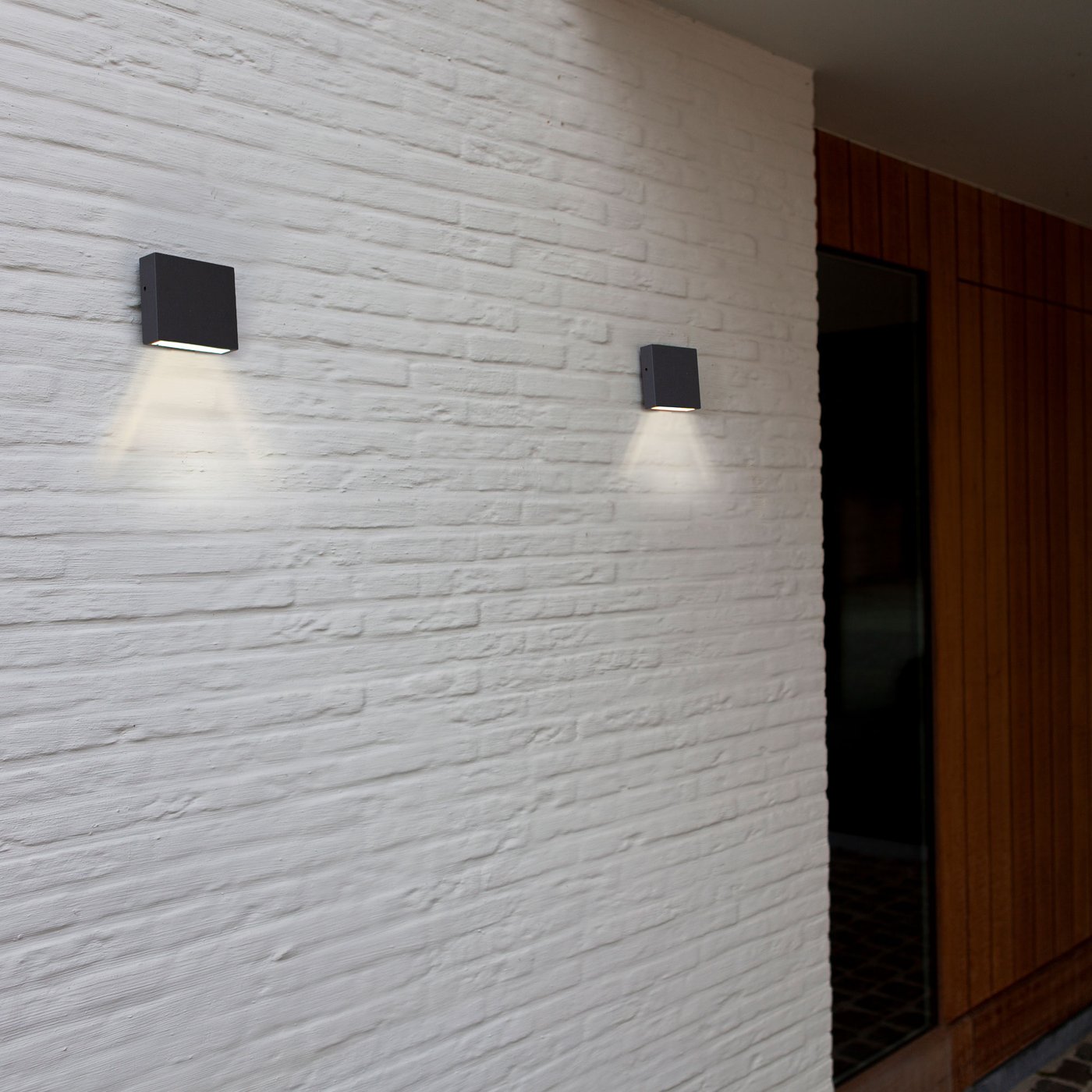 Lutec Gemini XF wall light, LED, rectangular, downlight grey/clear ...