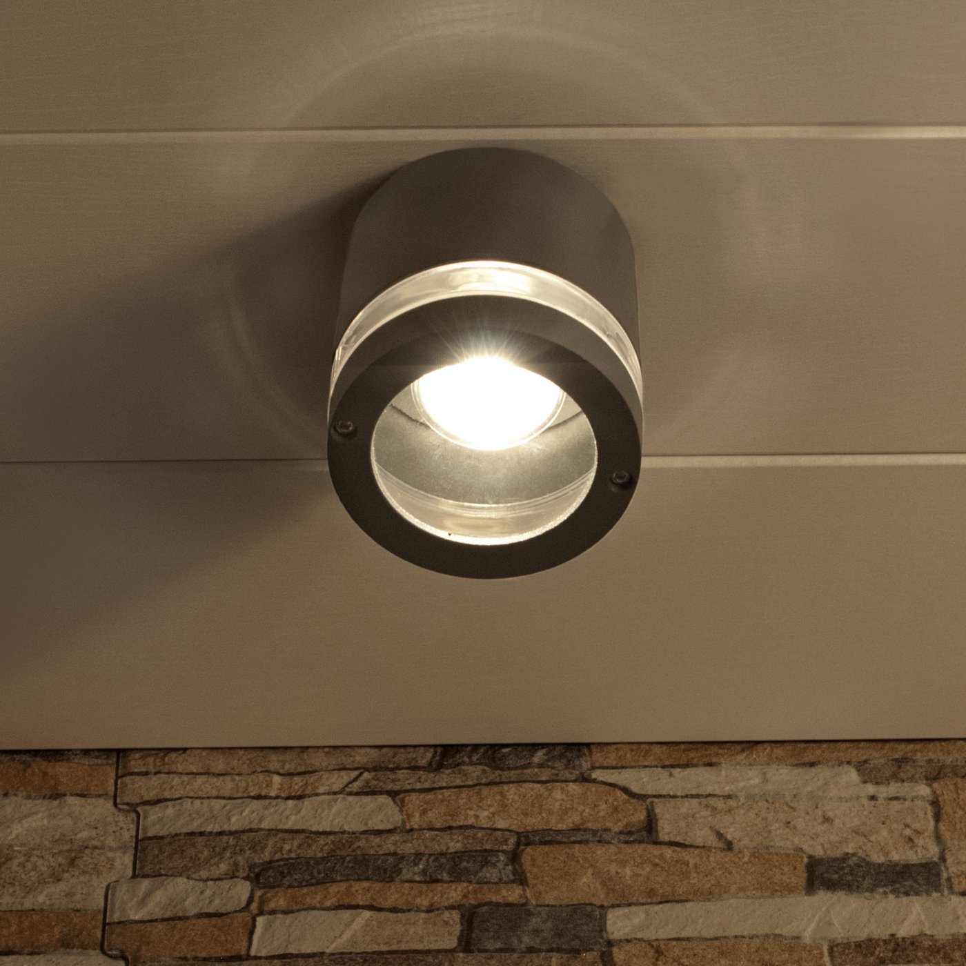 Lutec FOCUS wall light, GU10, round, 1 head dimmable, anthracite/clear ...