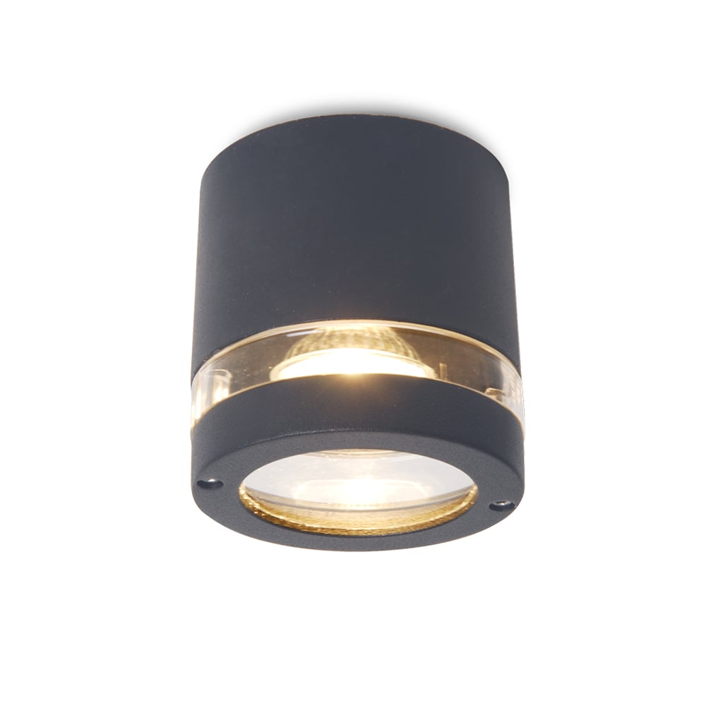 Lutec FOCUS wall light, GU10, round, 1 head dimmable, anthracite/clear ...