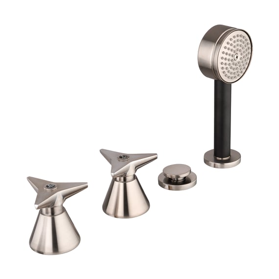 Mamoli GIO Ponti deck-mounted, four-hole bath mixer brushed stainless ...