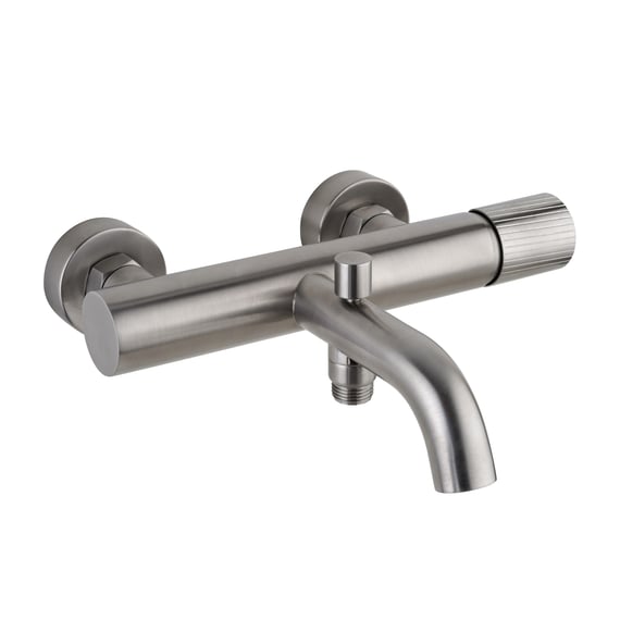 Mamoli Tuttodunpezzo exposed, single-lever bath mixer brushed stainless ...