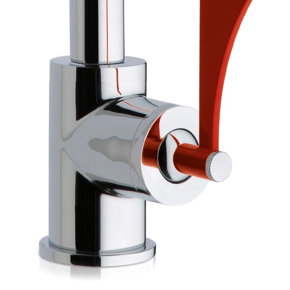 Mamoli Paola kitchen mixer tap, pull-out spout chrome/red ...
