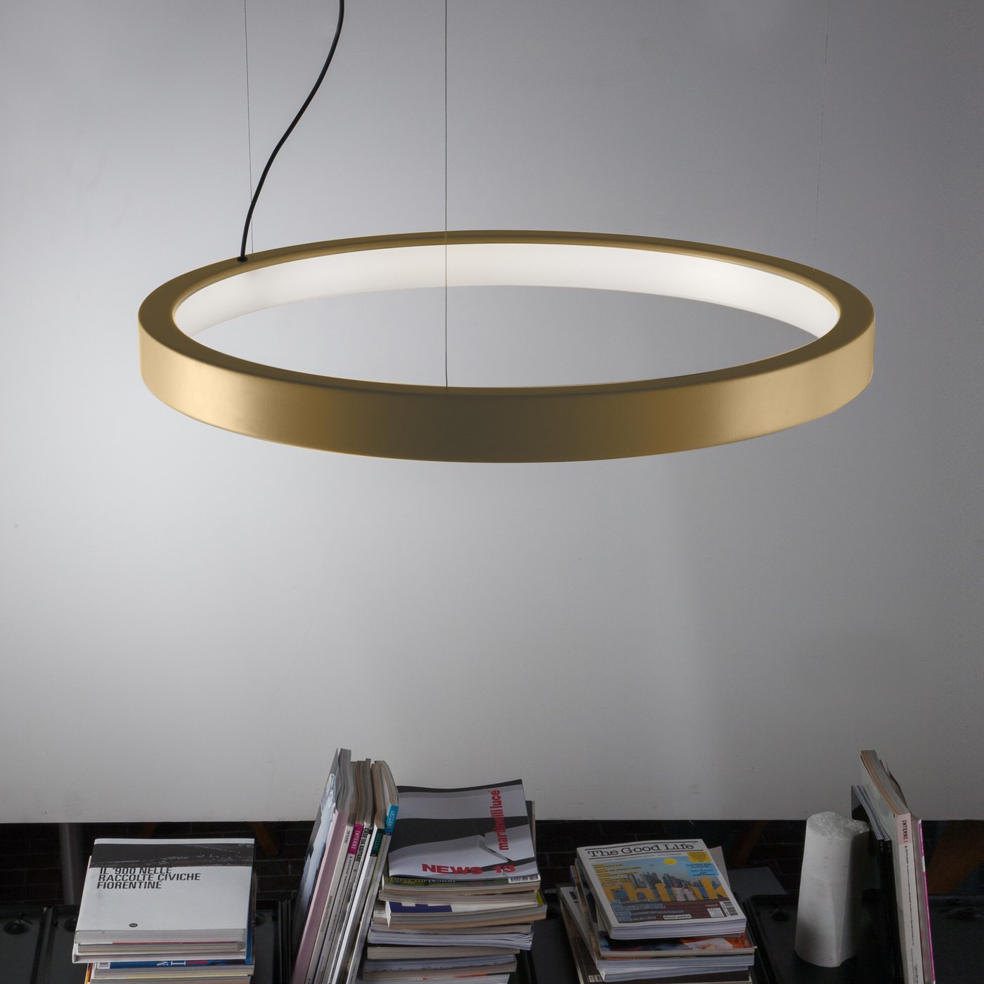 martinelli luce Lunaop Pendelleuchte, LED dimmbar, gold/satiniert ...