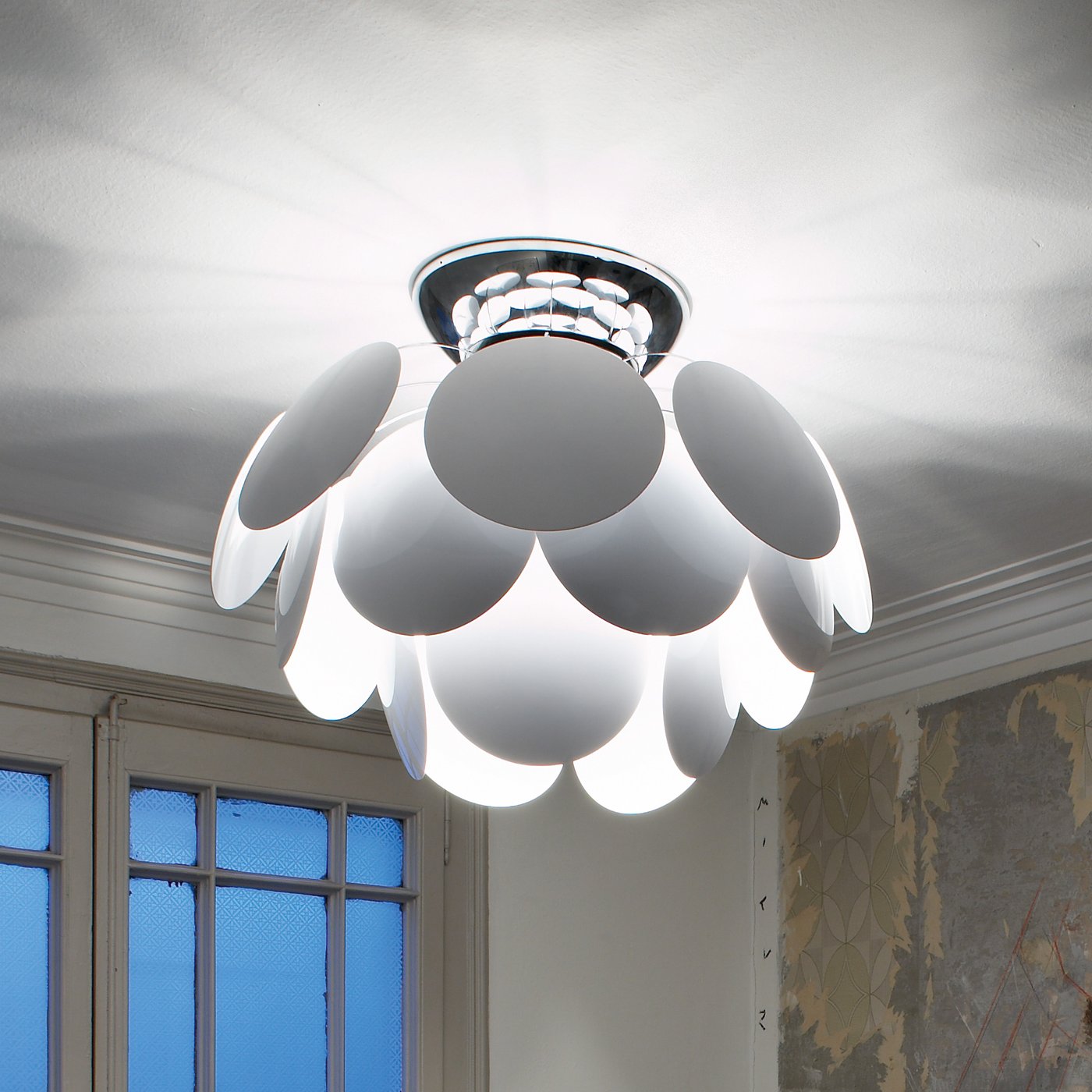 marset Discocó ceiling light, E27 dimmable, chrome/white - A620-123 ...