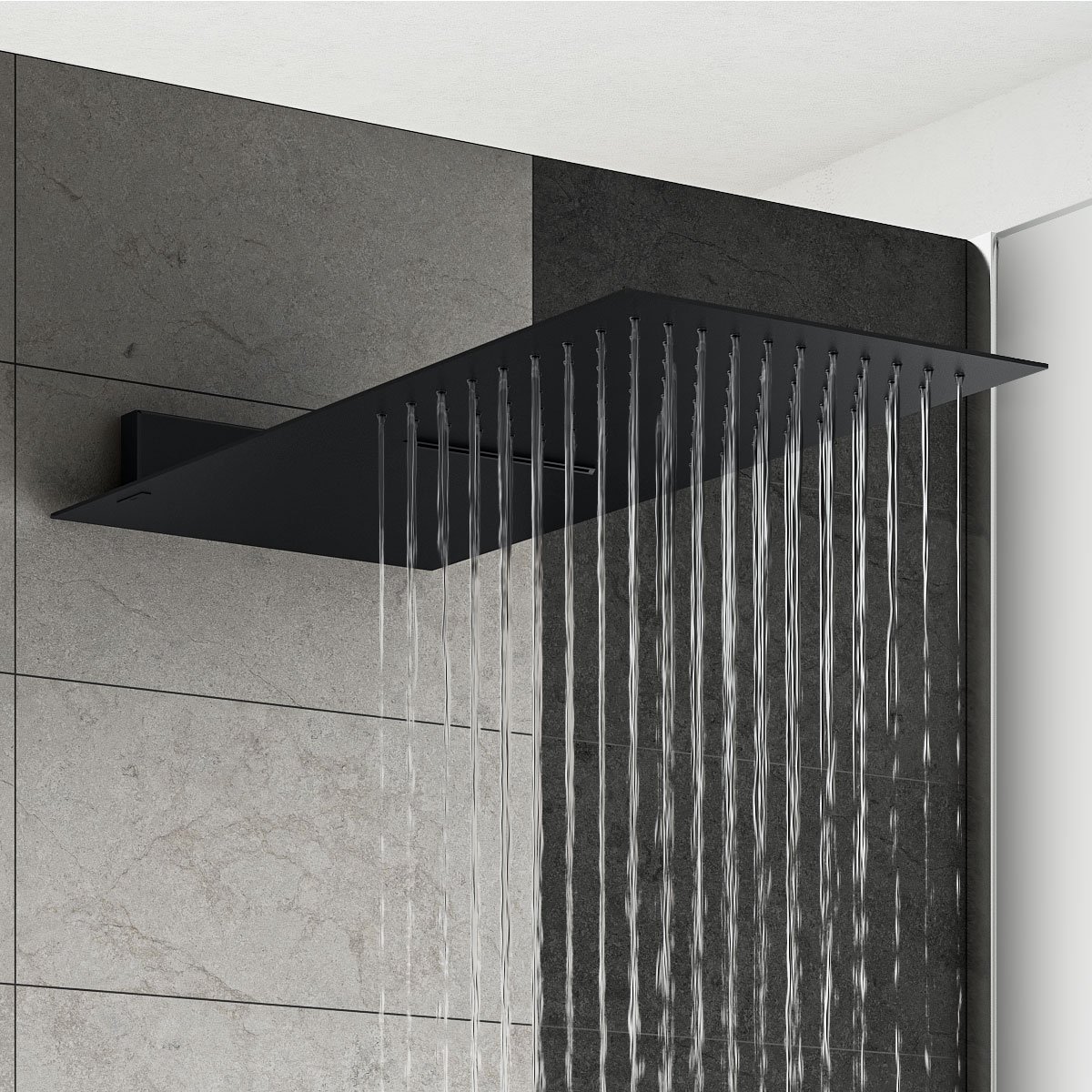 Mariner stainless steel-overhead rain panel with 2 function matt black ...