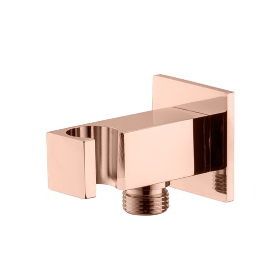 Mariner metal wall-elbow with shower bracket, square rose gold ...
