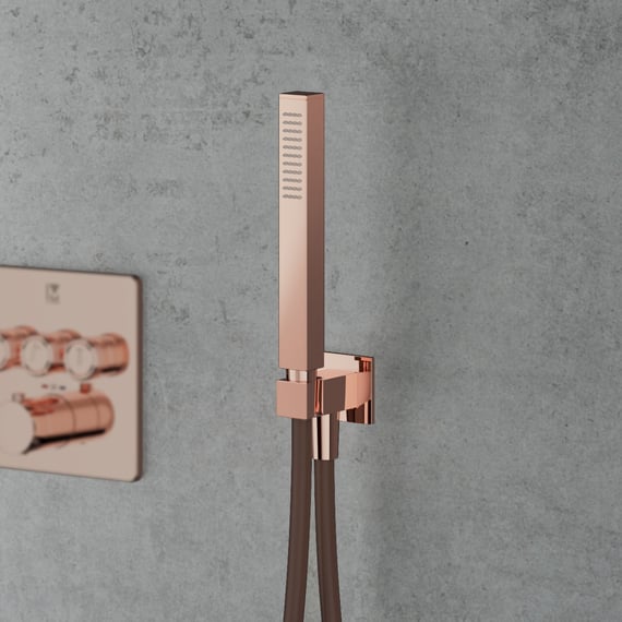 Mariner metal shower set with wall-elbow and shower bracket rose gold ...