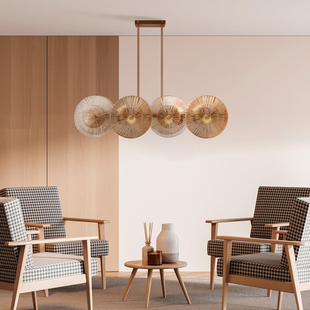 Maytoni Aster pendant light 8 heads Linear, E14 dimmable, gold ...