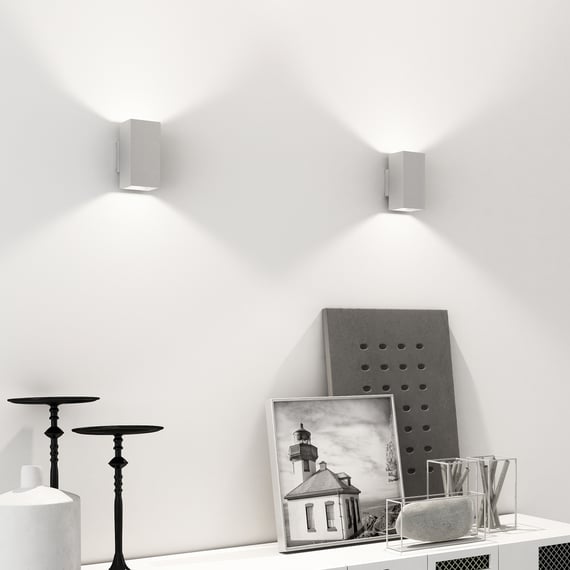 Milan Dau Doble LED wall light dimmable, silver - 6824 | REUTER