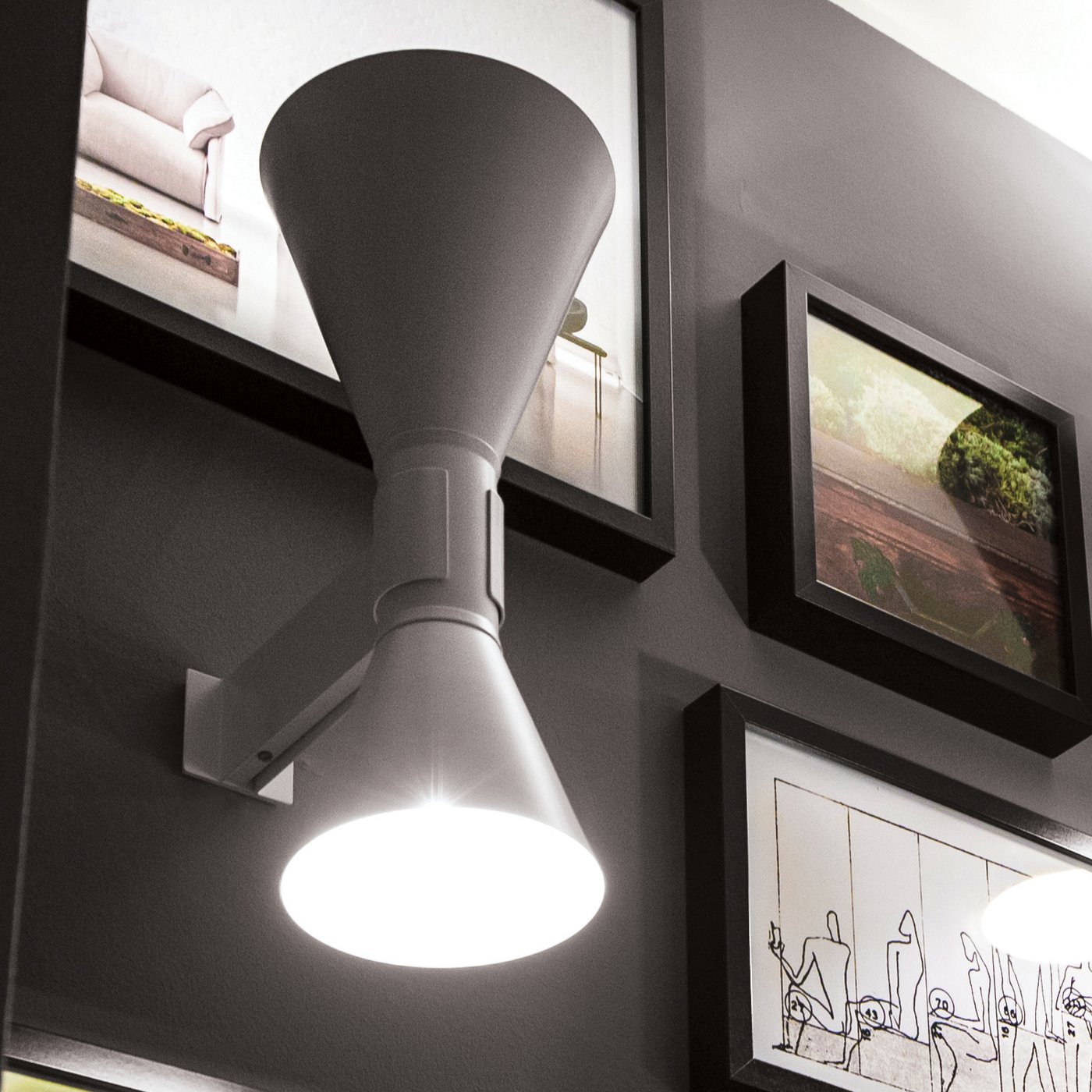 NEMO APPLIQUE DE MARSEILLE wall light, E14 dimmable, grey - ADM EDD 31 ...
