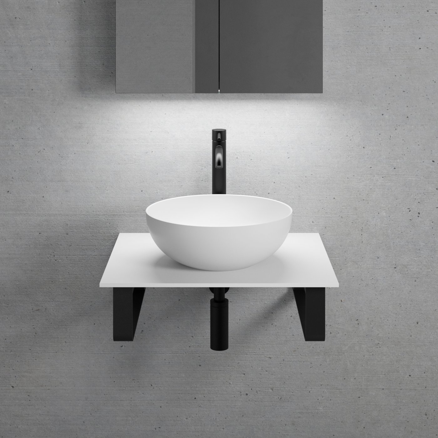 neoro n50 slim countertop W: 60 cm with washbasin Ø 45 cm, matt white ...