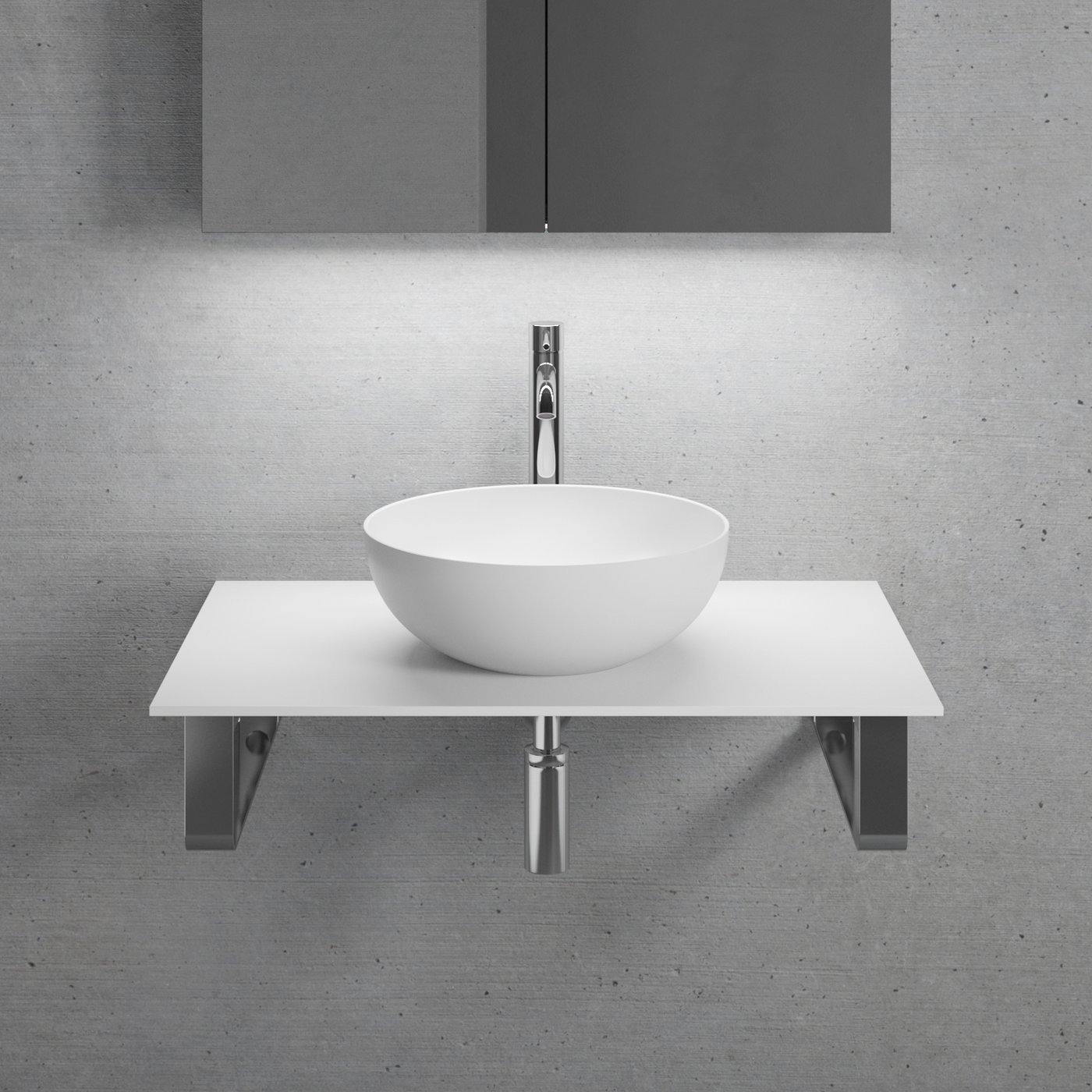neoro n50 slim countertop W: 80 cm with washbasin Ø 45 cm, matt white ...