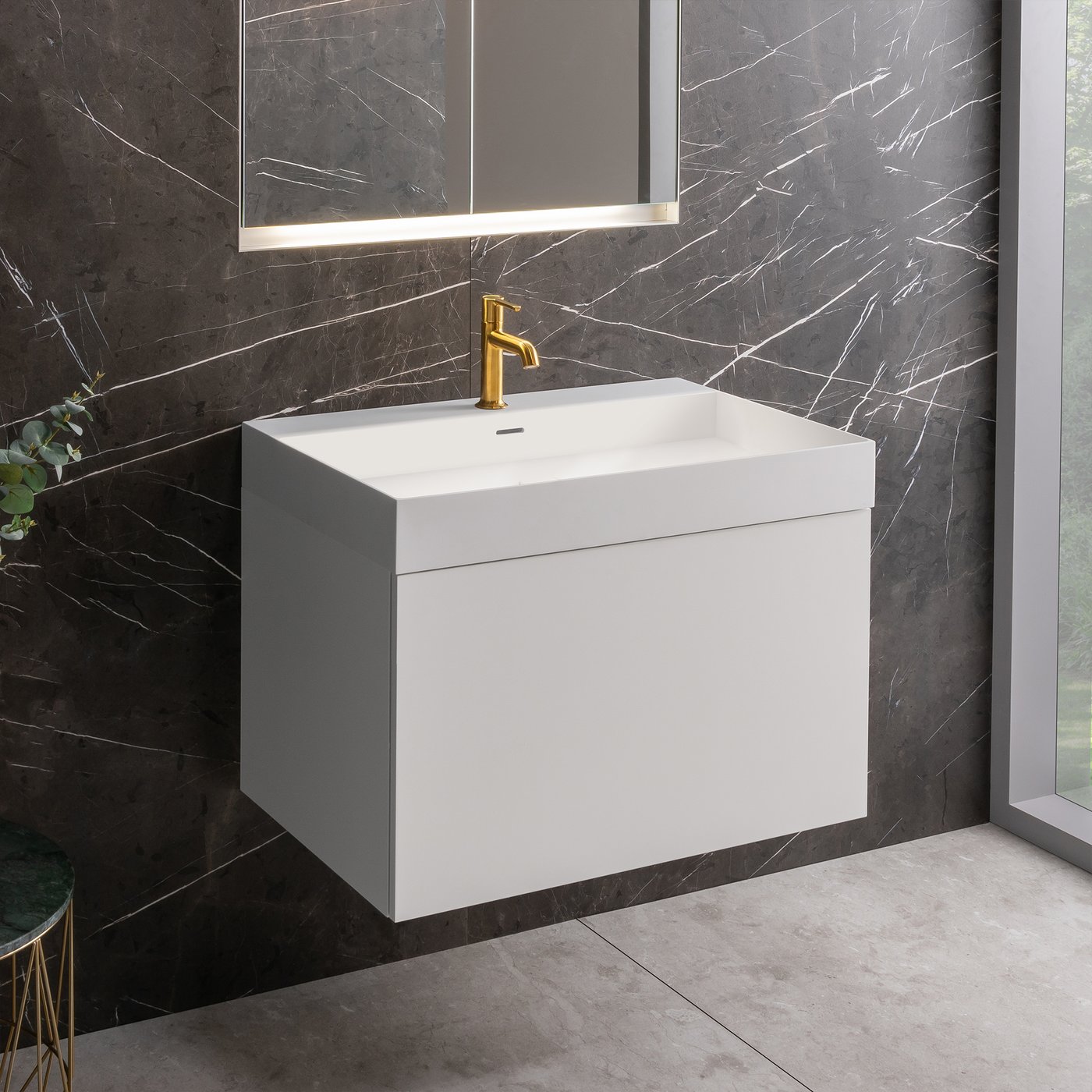 neoro n50 vanity unit W: 80 cm with 1 pull-out compartment matt white ...