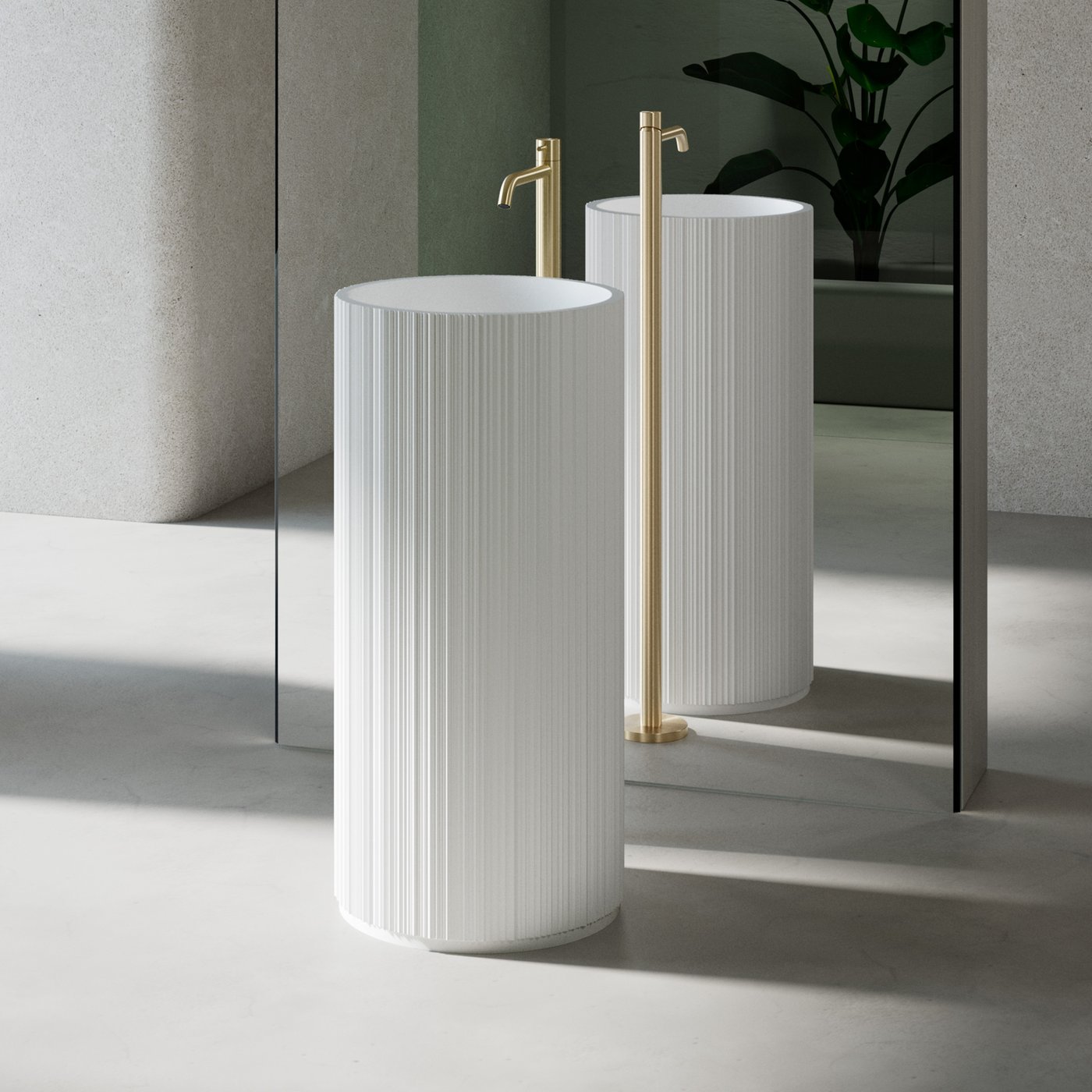 neoro n40 round, floorstanding washbasin matt white - BN0574WM | REUTER
