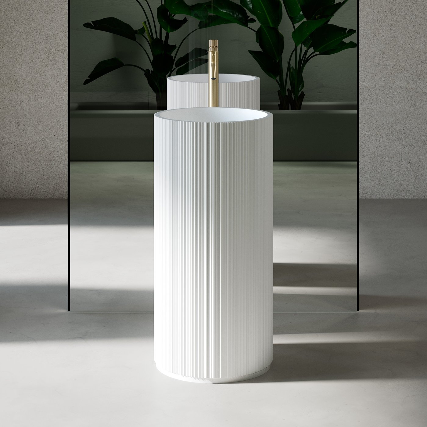 neoro n40 Lavabo colonne rond sans trou de robinetterie Ø 42 H: 90 cm ...