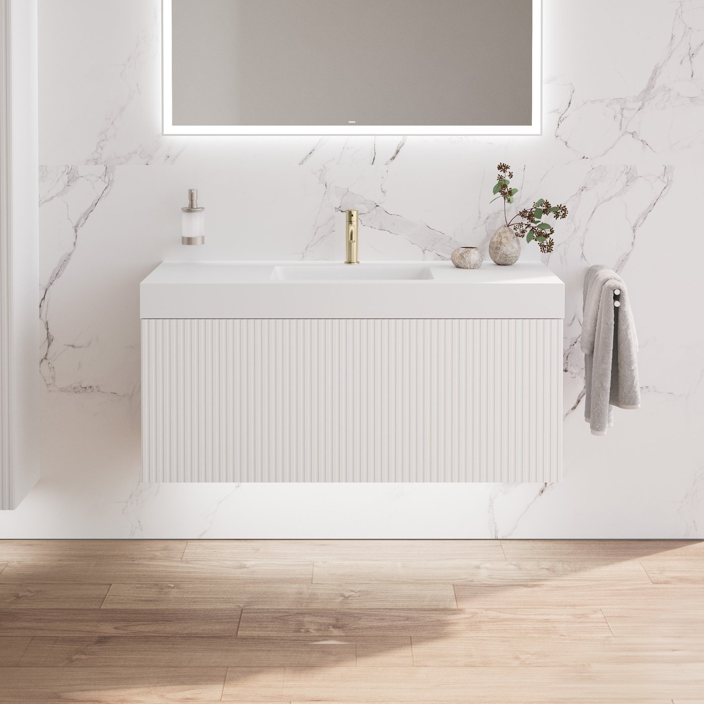 neoro n50 stripes vanity unit W: 120 cm with 1 pull-out compartment ...