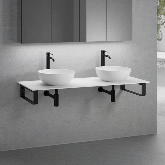 neoro n50 slim countertop W: 140 cm with 2 washbasins Ø 40 cm matt ...
