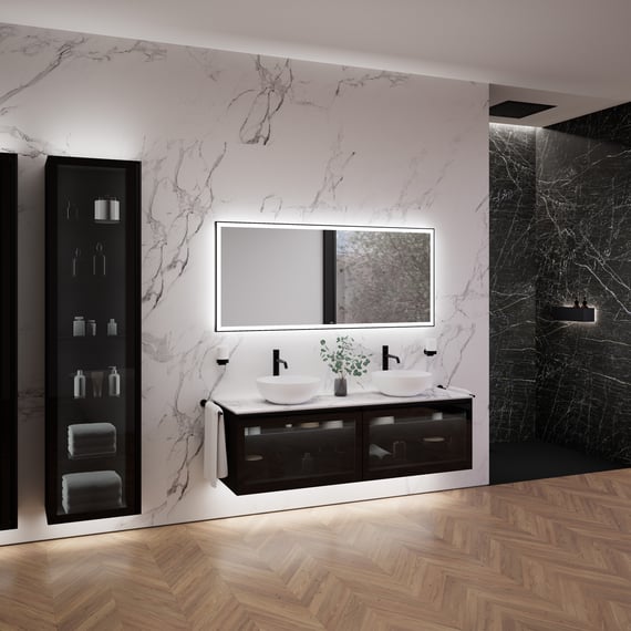neoro n80 fumo vanity unit W: 160 cm with 2 pull-out compartments, with ...
