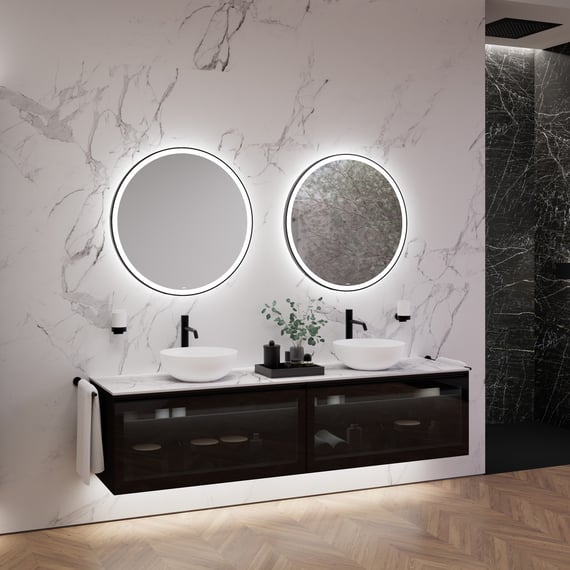 neoro n80 fumo vanity unit W: 200 cm with 2 pull-out compartments, with ...