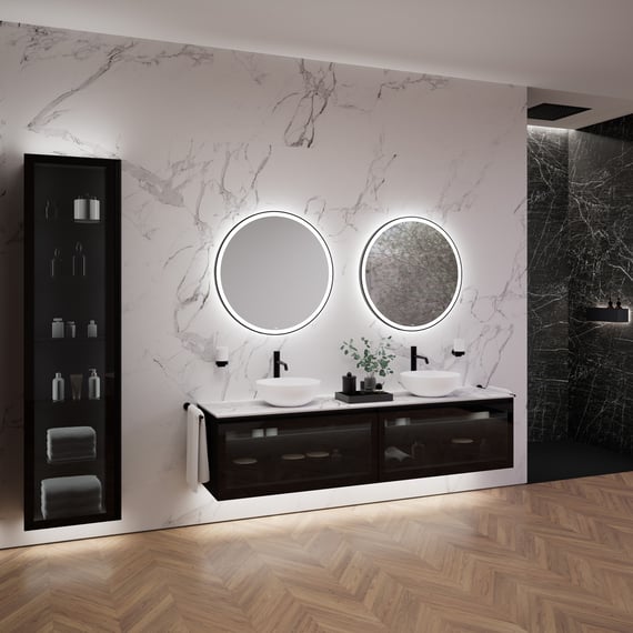 neoro n80 fumo vanity unit W: 200 cm with 2 pull-out compartments, with ...