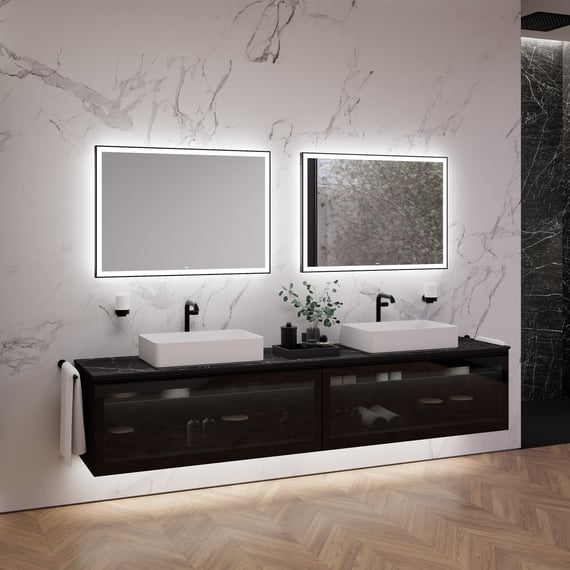 neoro n80 fumo vanity unit W: 240 cm with 2 pull-out compartments, with ...