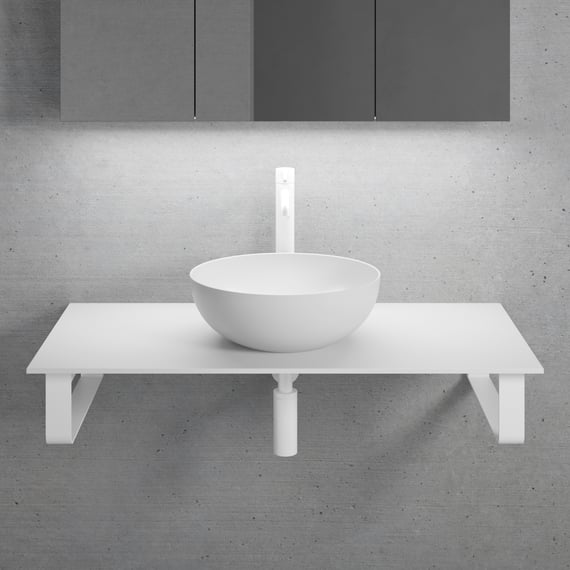 neoro n50 slim countertop W: 100 cm with washbasin Ø 45 cm, matt white ...