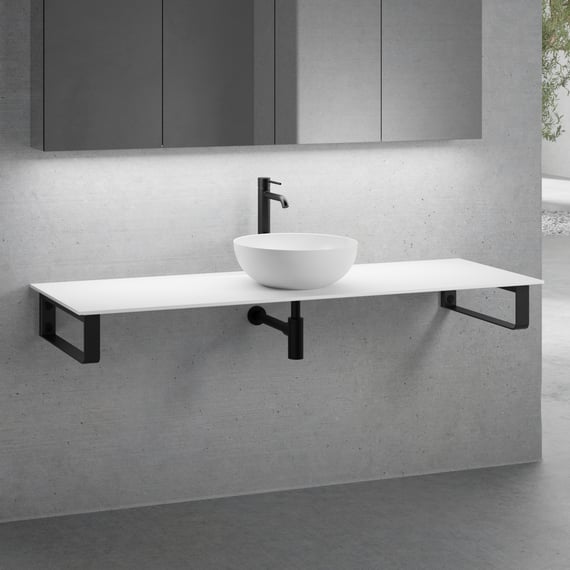 neoro n50 slim countertop W: 160 cm with washbasin Ø 45 cm, matt white ...