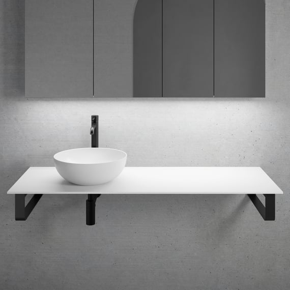 neoro n50 slim countertop W: 145 cm with washbasin Ø 45 cm, matt white ...