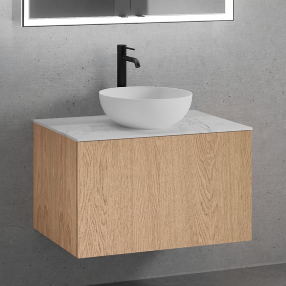 neoro n50 vanity unit W: 80 cm with 1 pull-out compartment, with smooth ...