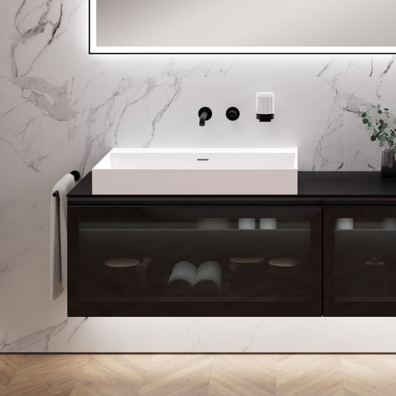 neoro n80 fumo vanity unit W: 180 cm with 2 pull-out compartments, with ...