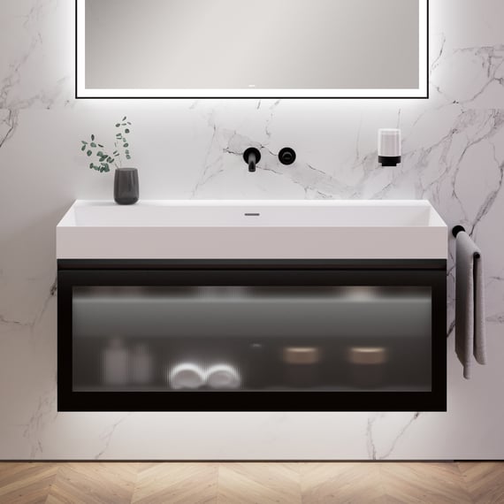 neoro n80 albus vanity unit W: 120 cm with 1 pull-out, with ribbed ...