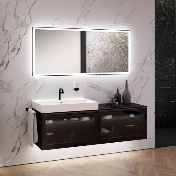 neoro n80 fumo vanity unit W: 160 cm with 2 pull-out compartments, with ...