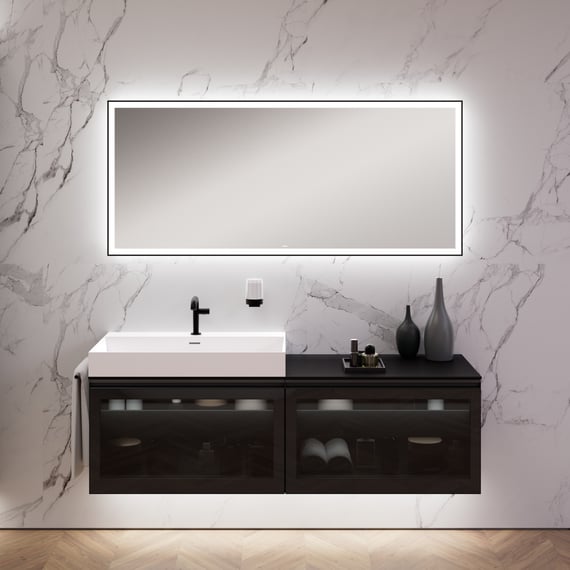 neoro n80 fumo vanity unit W: 160 cm with 2 pull-out compartments, with ...