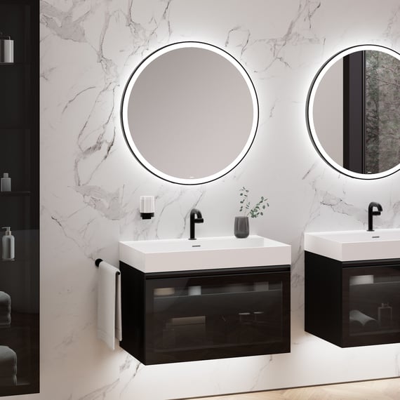 neoro n80 fumo vanity unit W: 80 cm with 1 pull-out, with Parsol glass ...