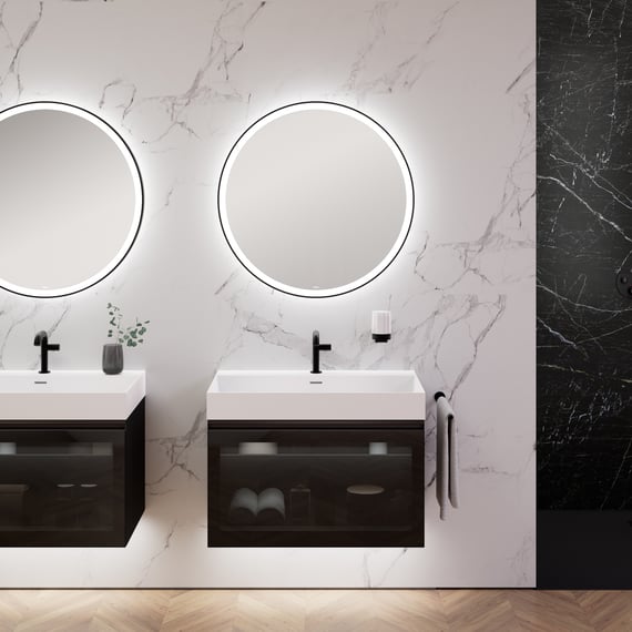neoro n80 fumo vanity unit W: 80 cm with 1 pull-out, with Parsol glass ...