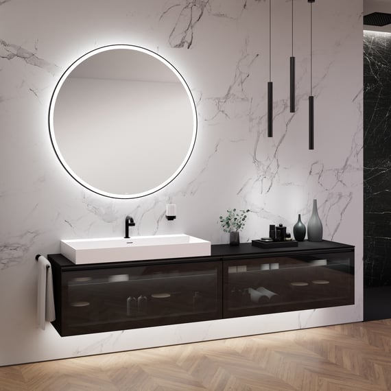 neoro n80 fumo vanity unit W: 240 cm with 2 pull-out compartments, with ...