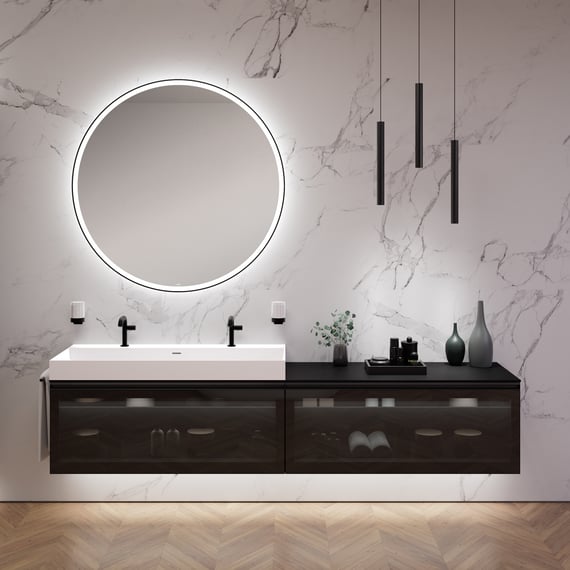 neoro n80 fumo vanity unit W: 240 cm with 2 pull-out compartments, with ...