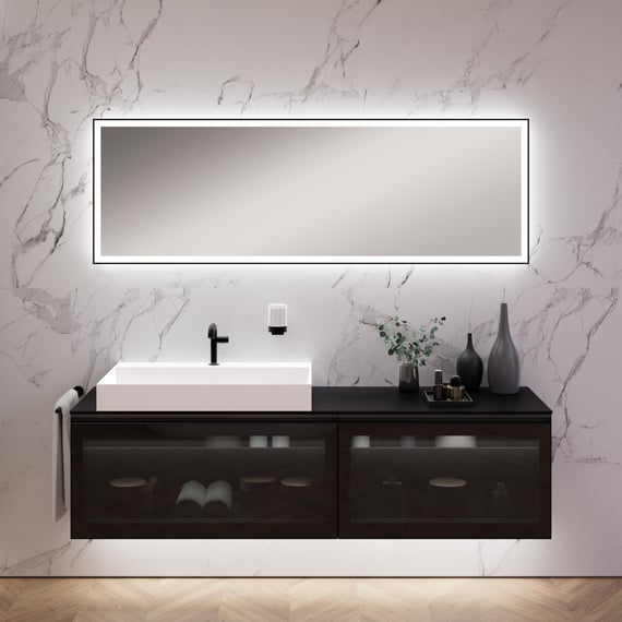 neoro n80 fumo vanity unit W: 180 cm with 2 pull-out compartments, with ...