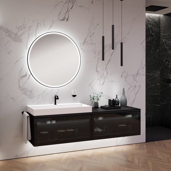 neoro n80 fumo vanity unit W: 200 cm with 2 pull-out compartments, with ...