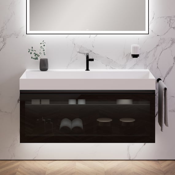 neoro n80 fumo vanity unit W: 120 cm with 1 pull-out, with Parsol glass ...