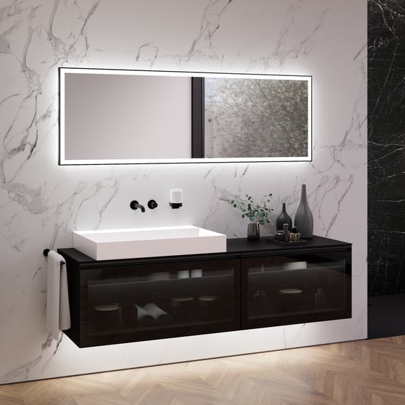 neoro n80 fumo vanity unit W: 180 cm with 2 pull-out compartments, with ...