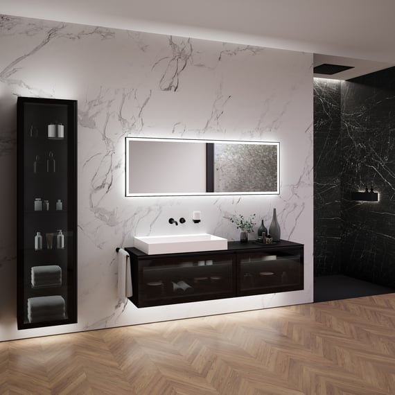 neoro n80 fumo vanity unit W: 180 cm with 2 pull-out compartments, with ...