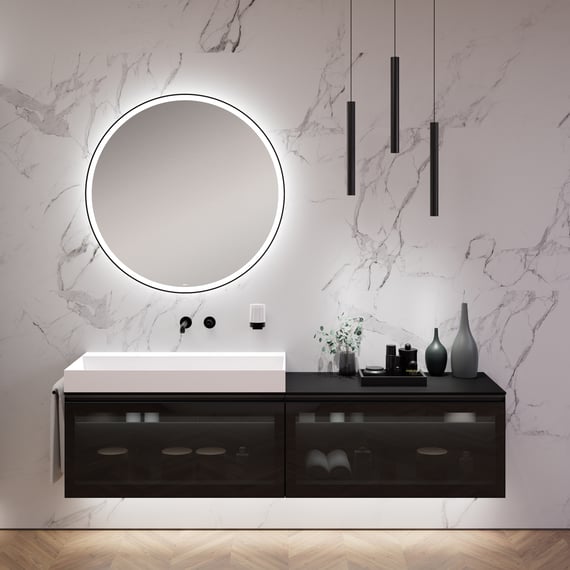 neoro n80 fumo vanity unit W: 200 cm with 2 pull-out compartments, with ...
