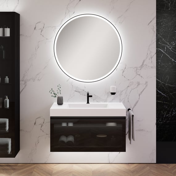 neoro n80 fumo vanity unit W: 100 cm with 1 pull-out, with Parsol glass ...