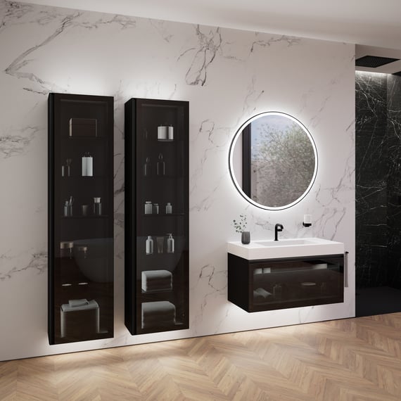 neoro n80 fumo vanity unit W: 100 cm with 1 pull-out, with Parsol glass ...